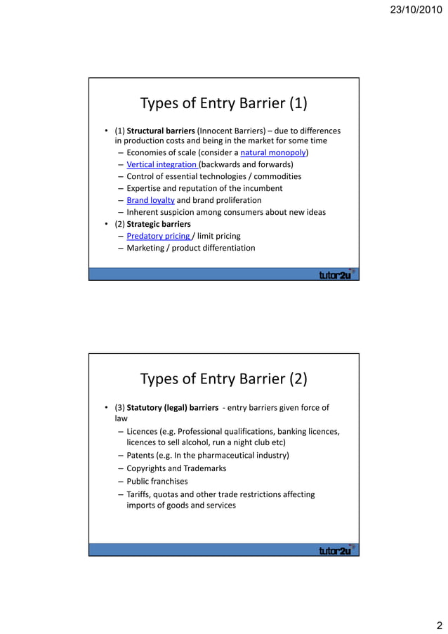 Monopoly & Barriers to entry: Revision Notes | PDF