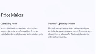 MONOPOLY IN ECONOMICS: MARKET STRUCTURE AND PRICING STRATEGIES | PPTX