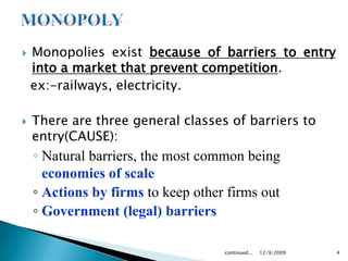 Monopoly Market Structure | PPTX