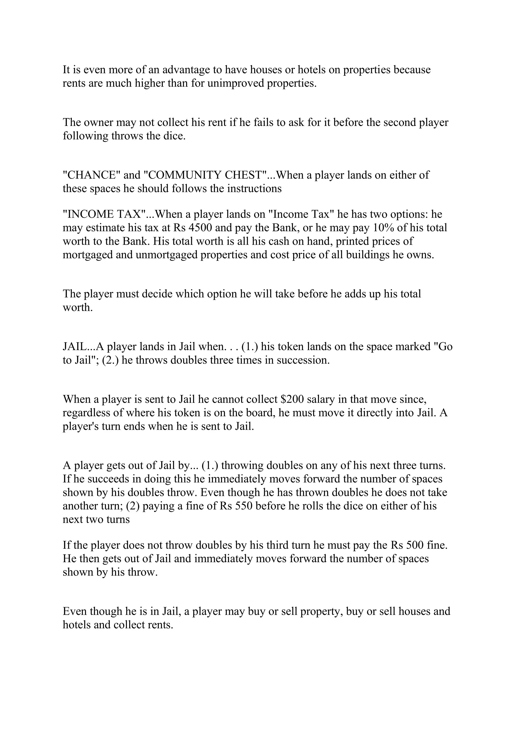 Monopoly rules | PDF