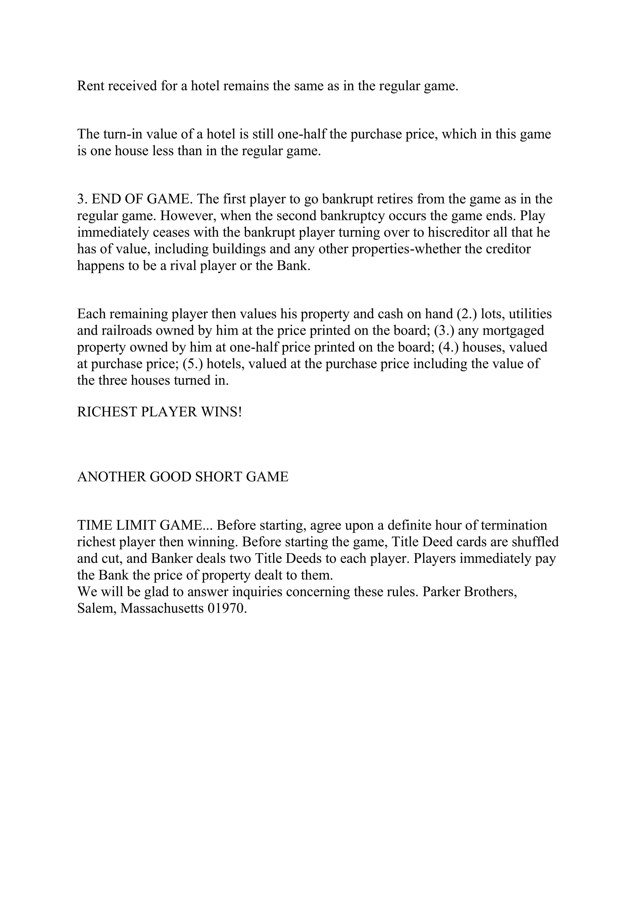 Monopoly rules | PDF