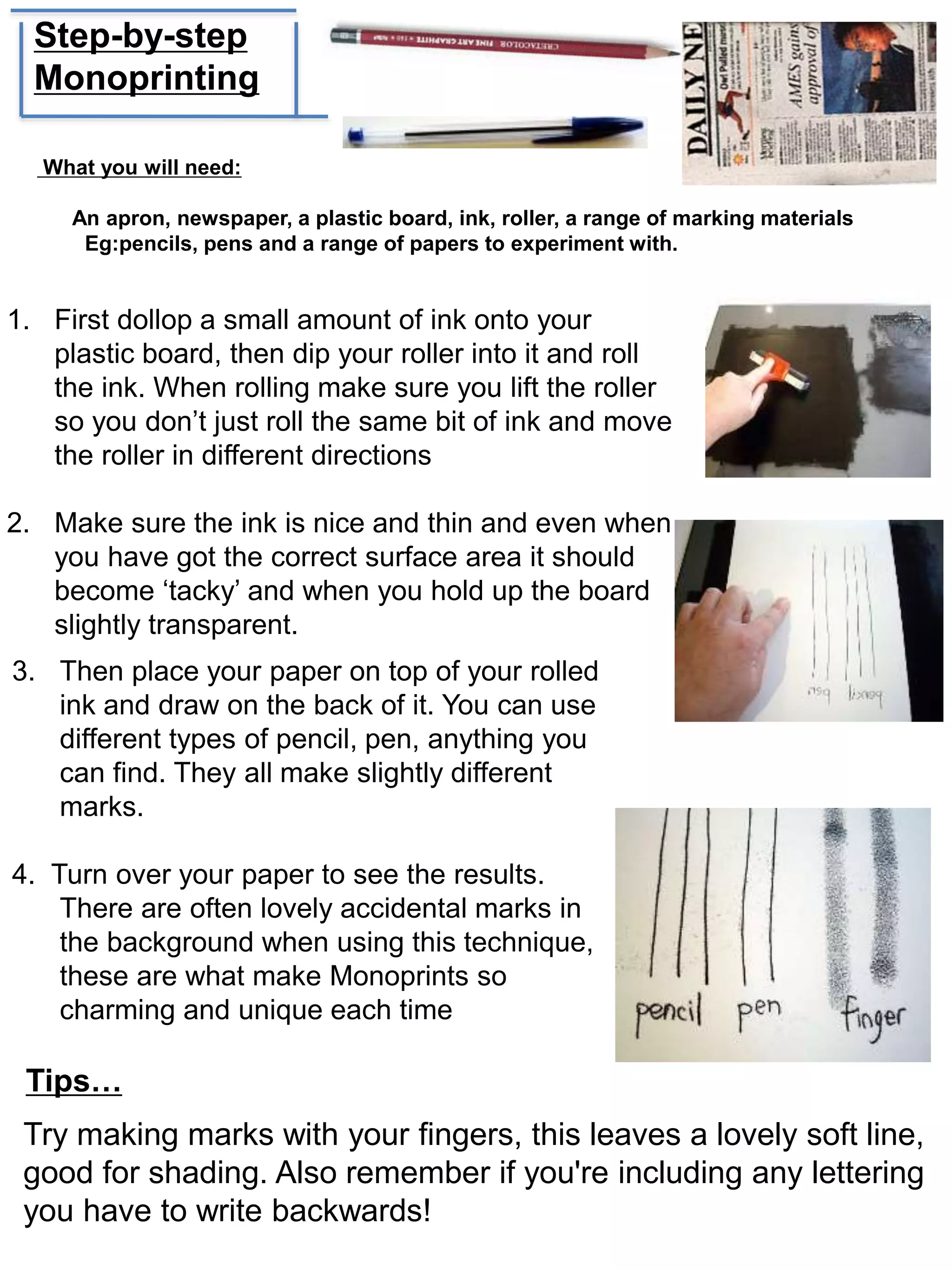 Monoprinting sheet | PPT | Drawing and Sketching | Arts and Crafts