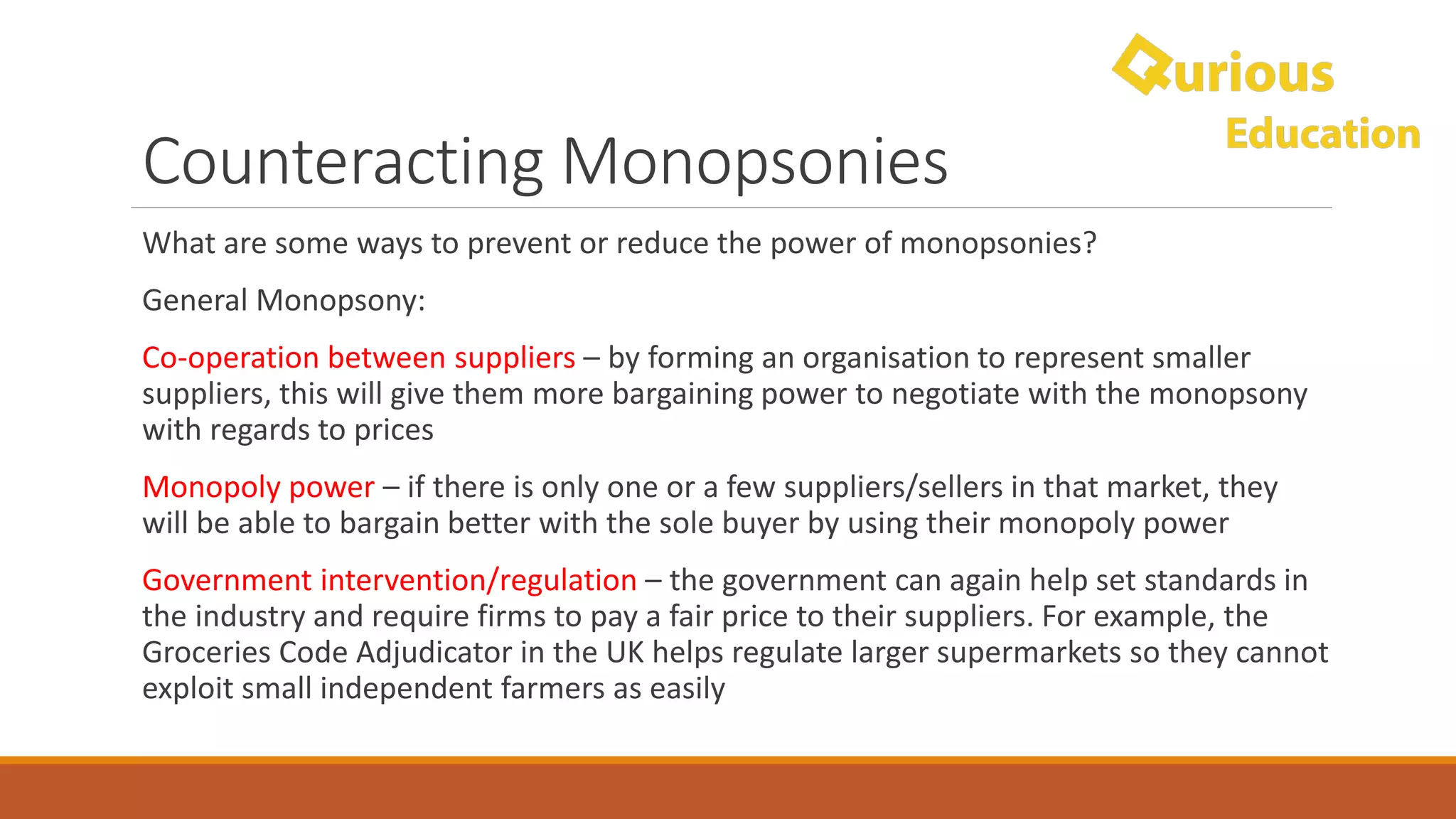 Monopsony Economics Notes - A-level & IB Economics | PDF