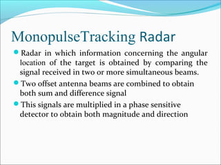 Monopulse tracking radar | PPT
