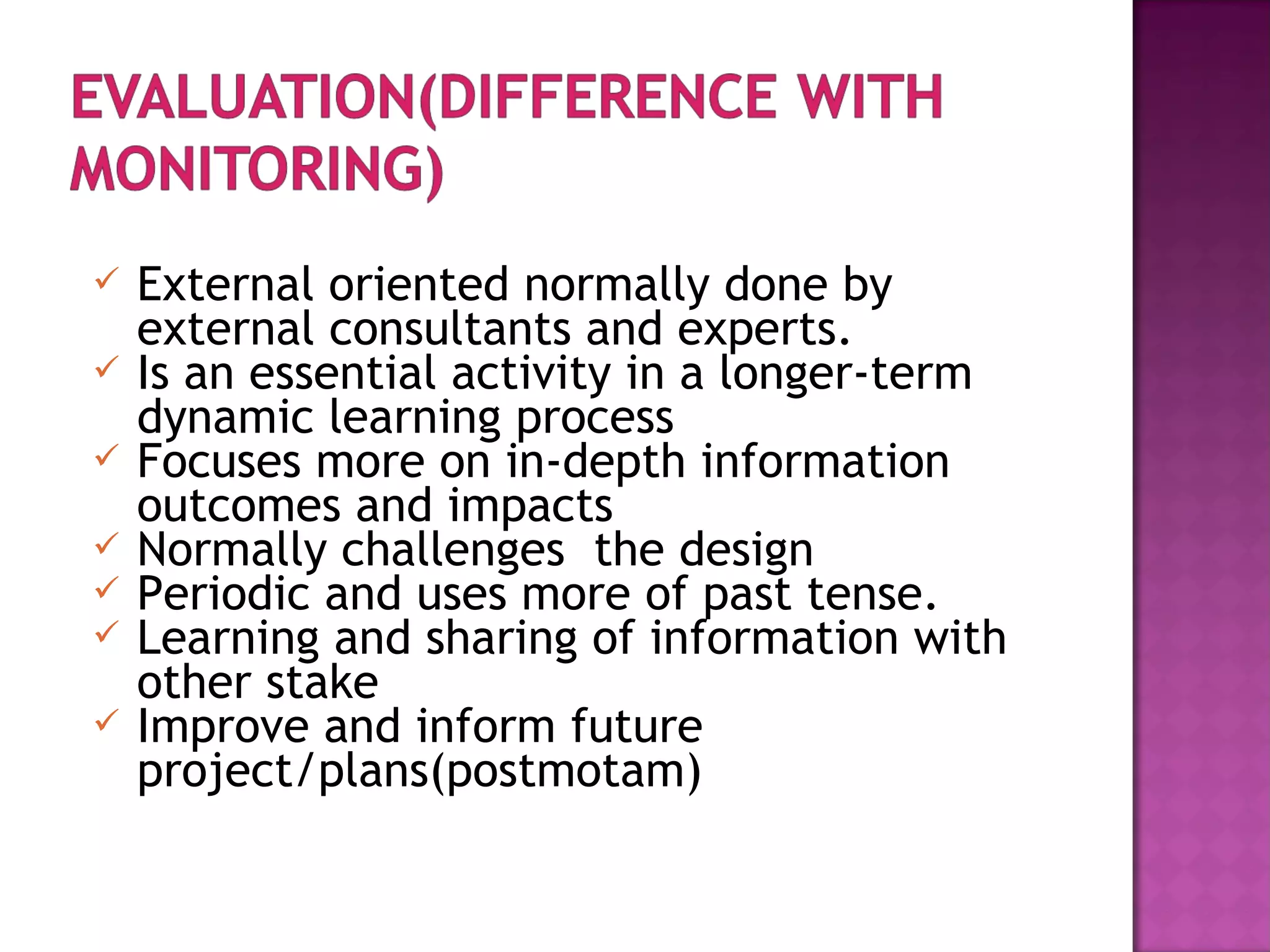 Monotoring and evaluation principles and theories | PPT