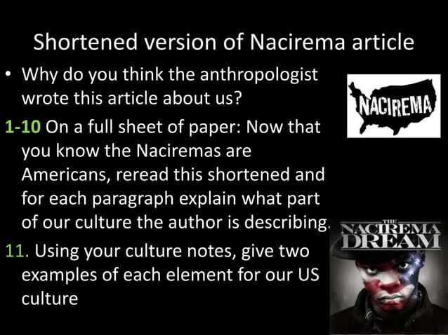 Mon Return to Nacirema | PPT