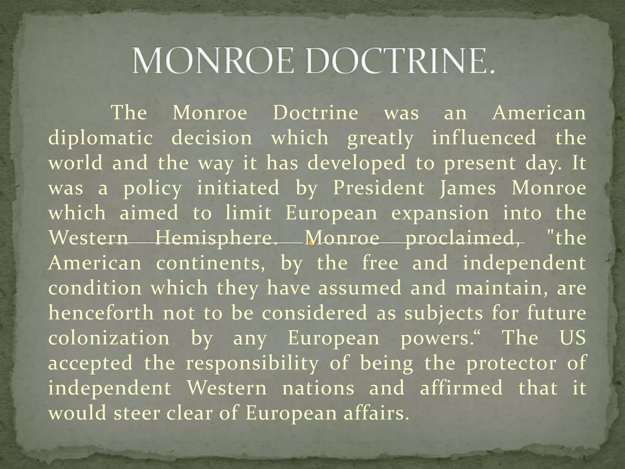 PPT - Monroe Doctrine - IIB1 | PPTX