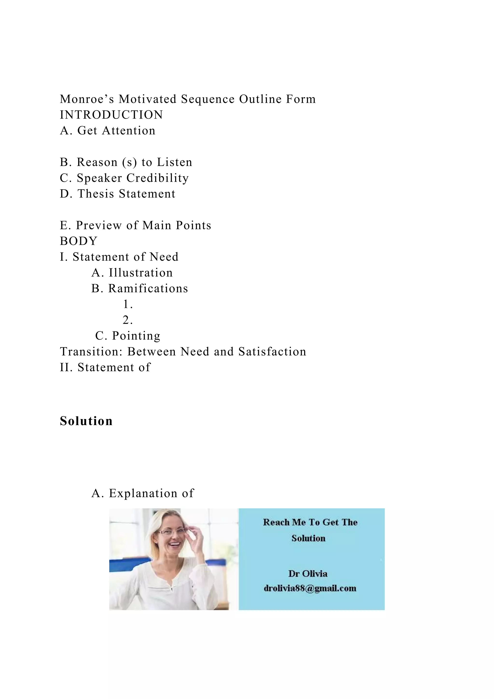 Monroe’s Motivated Sequence Outline FormINTRODUCTIONA. Get Att.docx