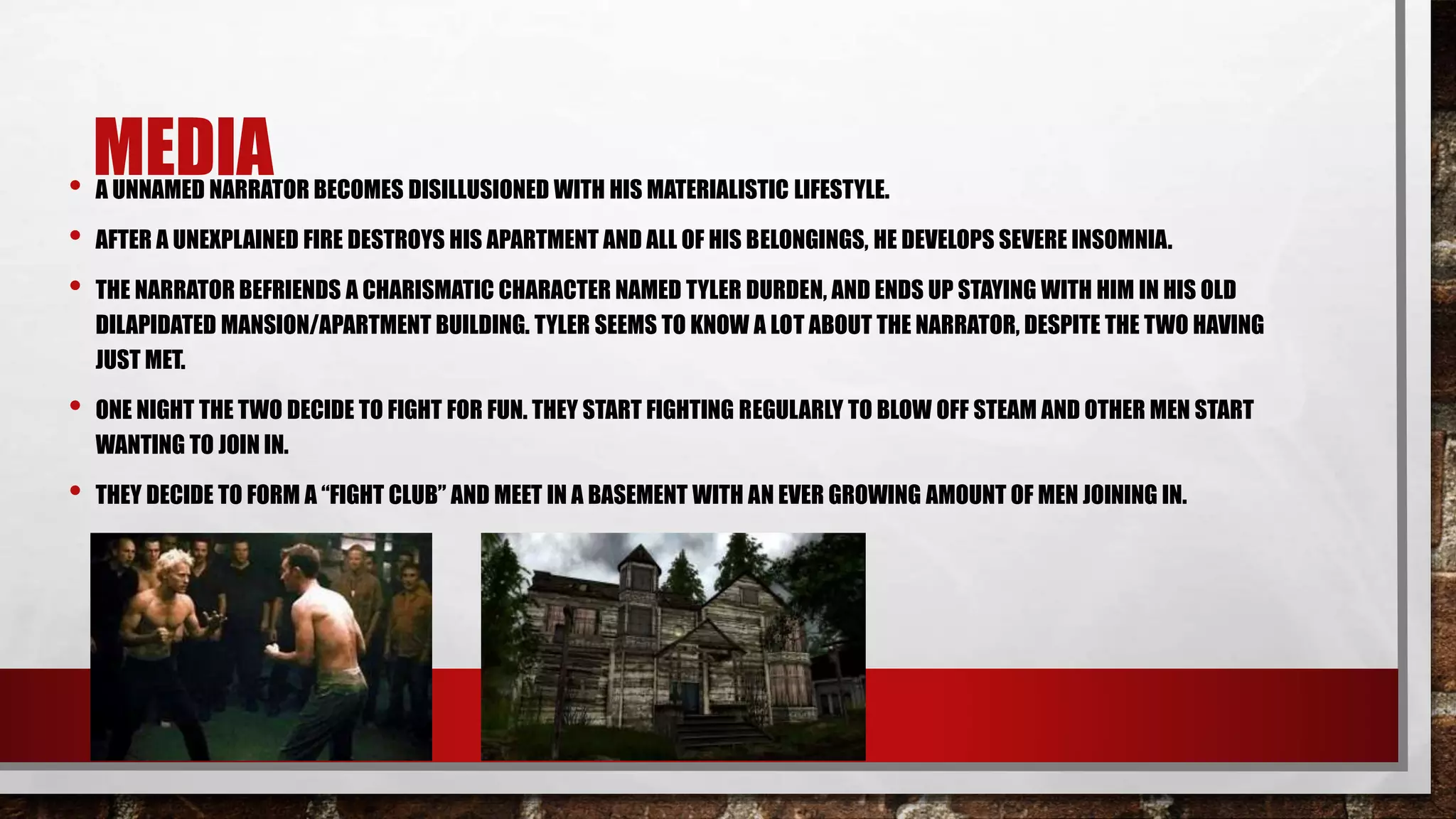 Monroe’s analysis of Schizophrenia/D.I.D in Fightclub | PPTX