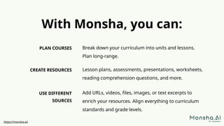 Monsha Professional Development Deck - AI for Teachers | PPTX