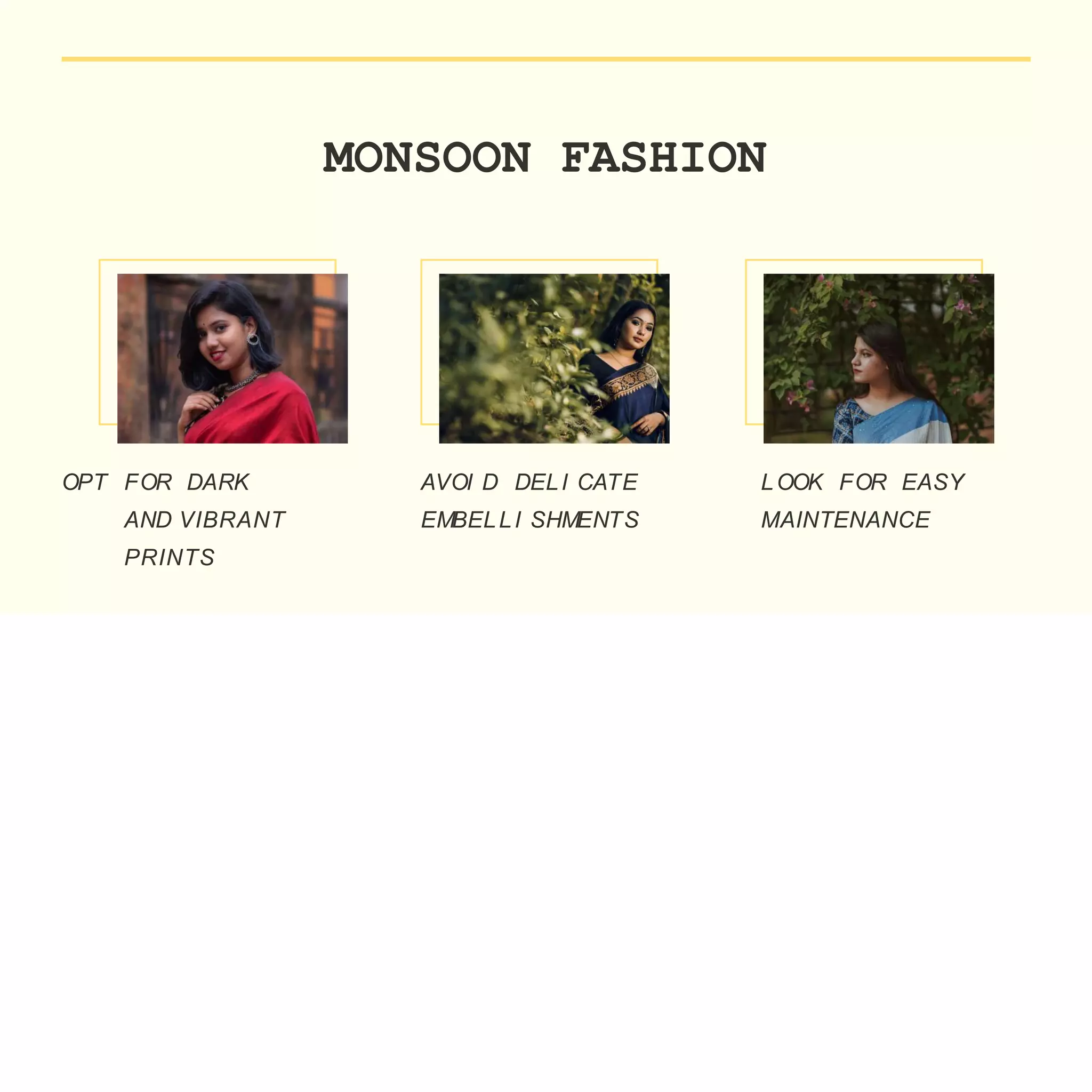 Monsoon Fashion - How to Choose the Right Fabrics and Prints for Rainy ...