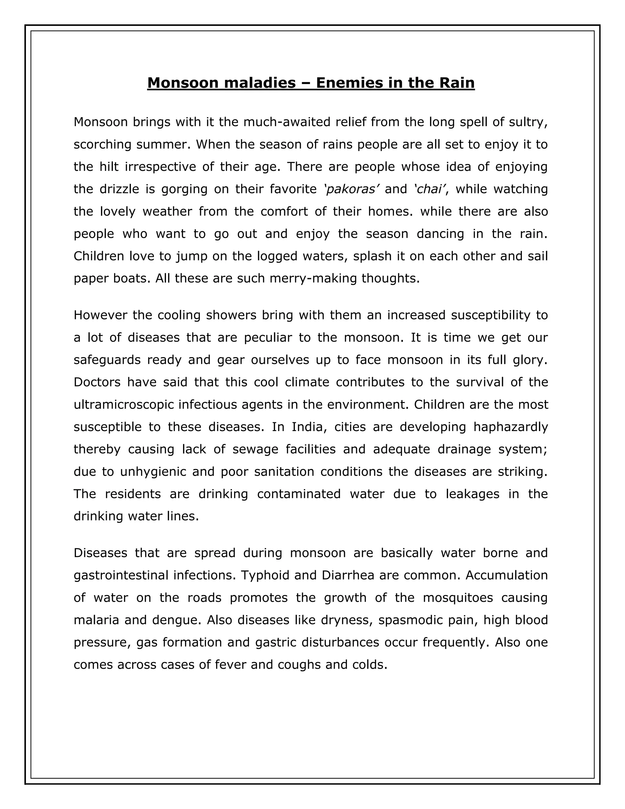 Monsoon maladies | DOCX