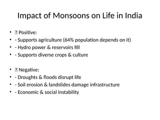 ELEMENTARY KNOWLEDGE OF MONSOON OF INDIA | PPT