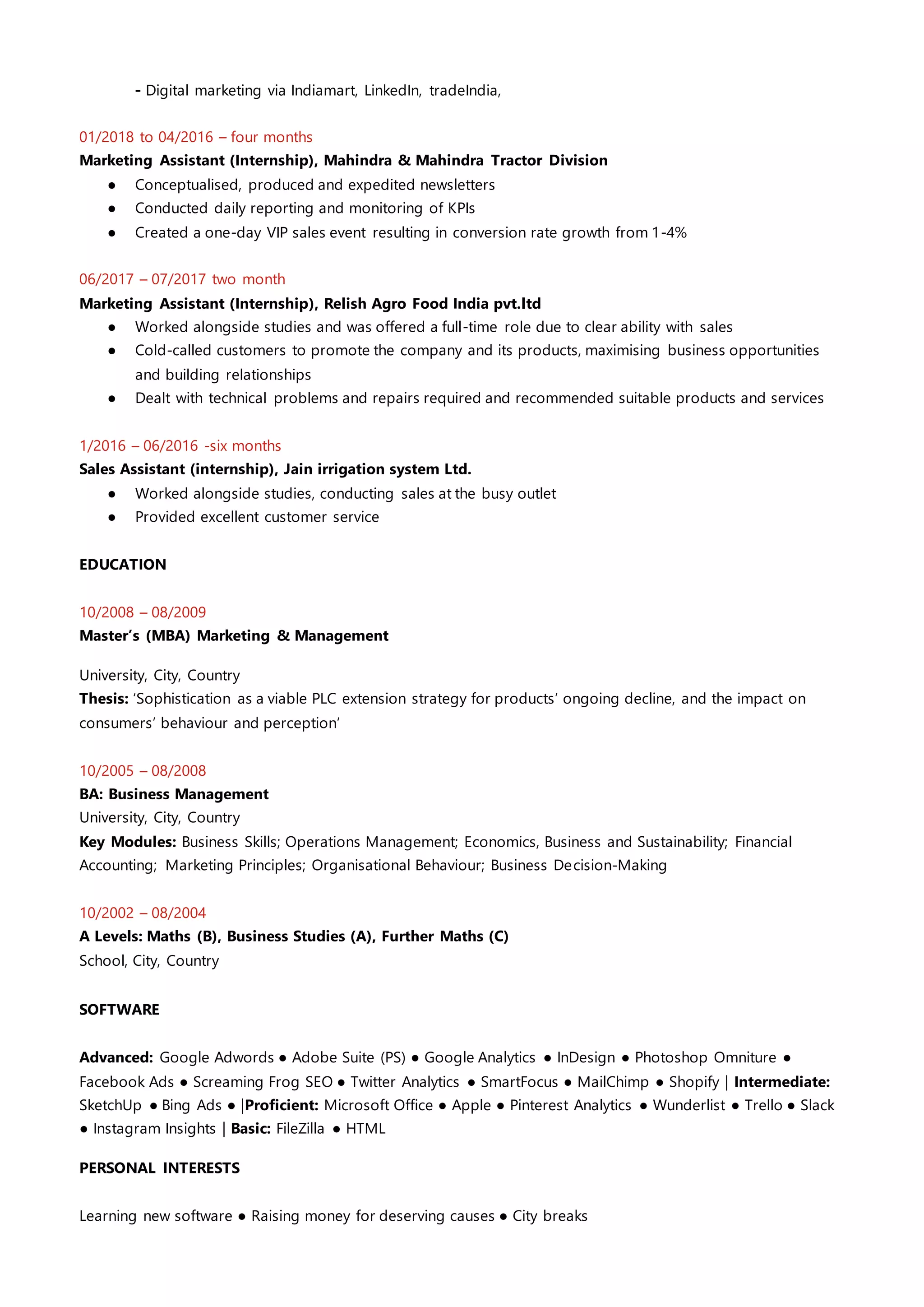 Monster cv-template-marketing | DOCX