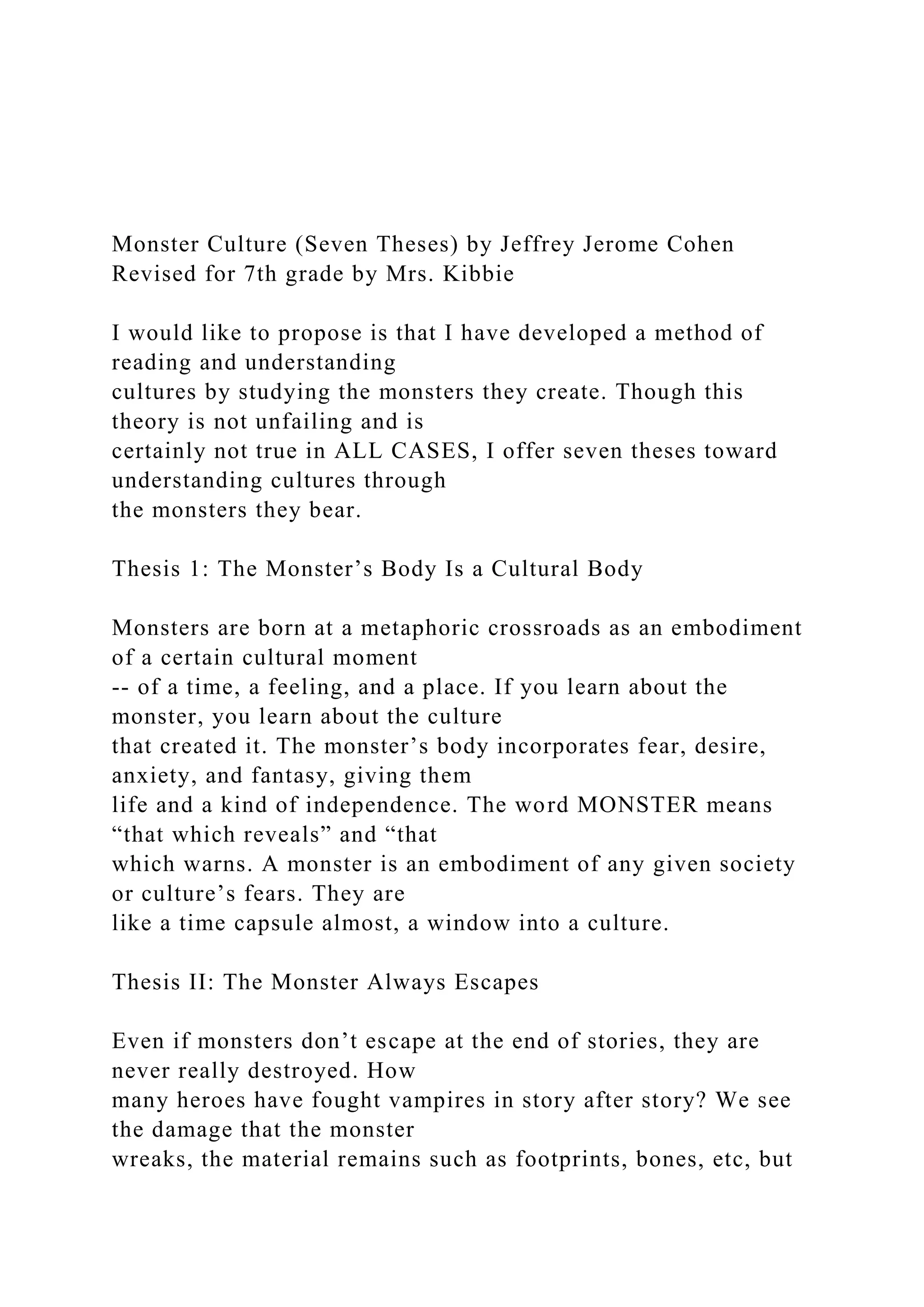 Monster Culture (Seven Theses) by Jeffrey Jerome CohenRevise.docx