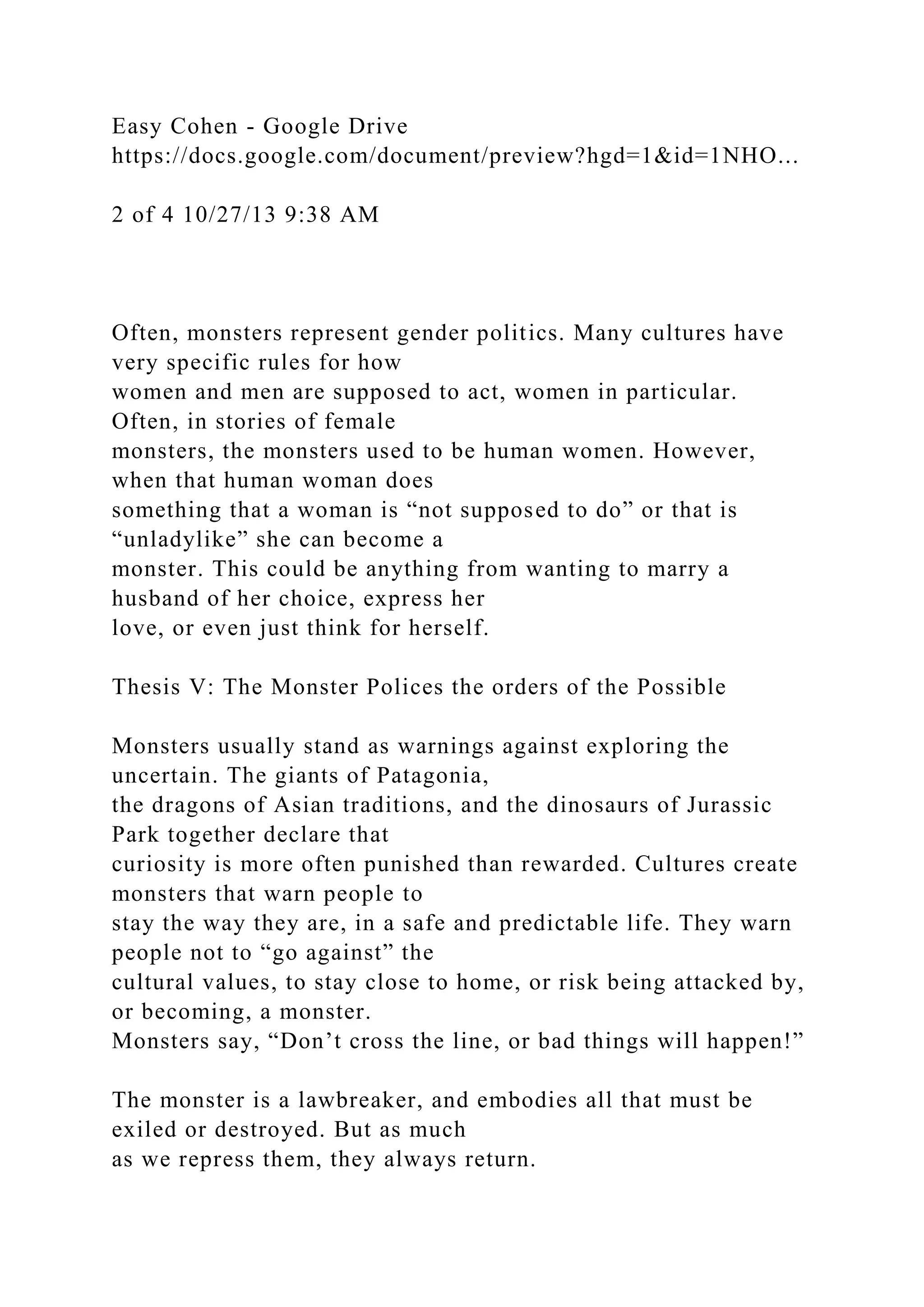 Monster Culture (Seven Theses) by Jeffrey Jerome CohenRevise.docx