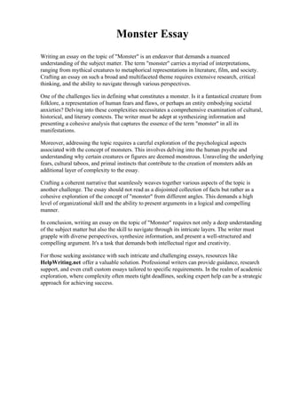 Monster Essay.pdfMonster Essay | PDF