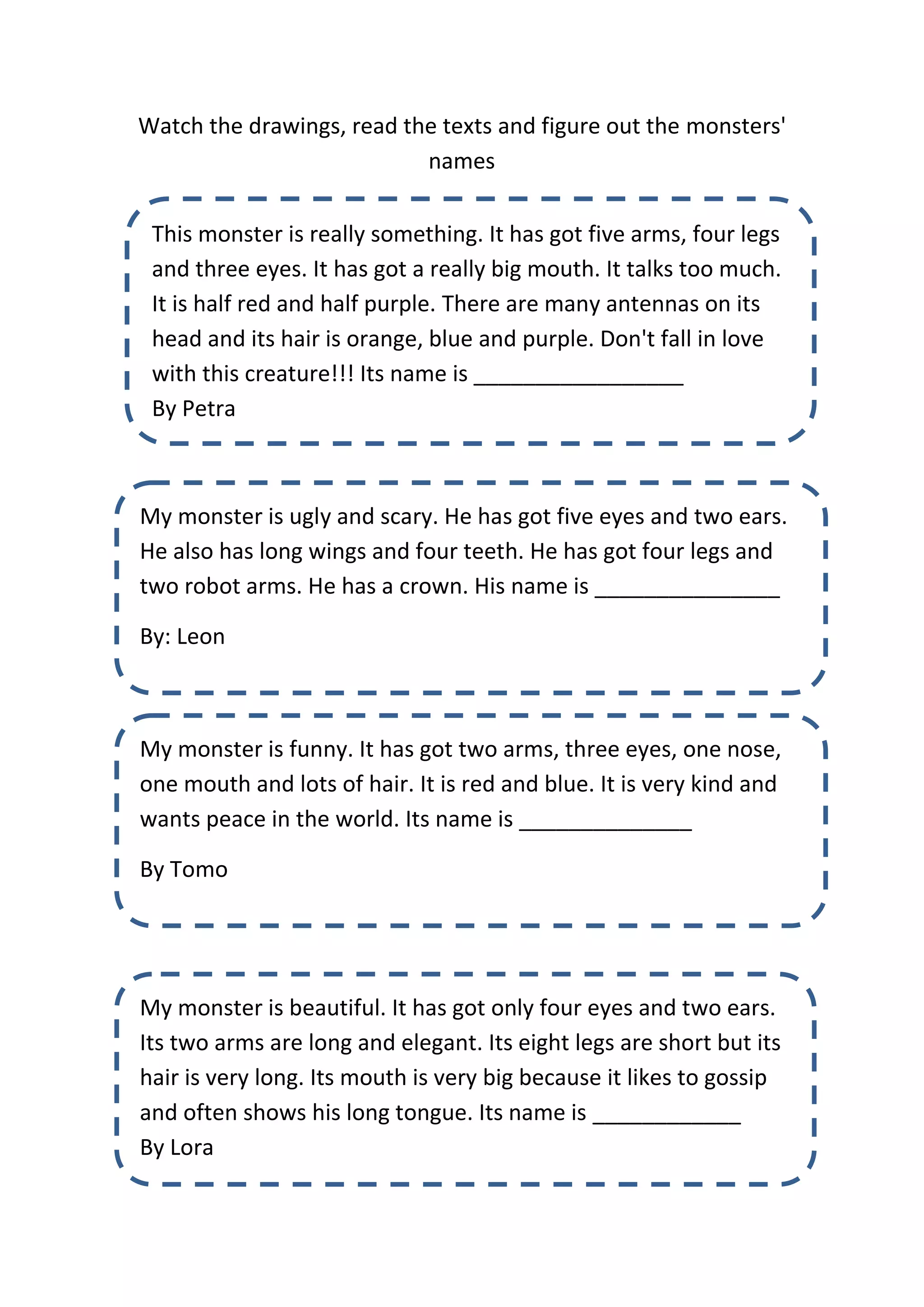 Monsters guessing game | PDF | Reptiles | Pets