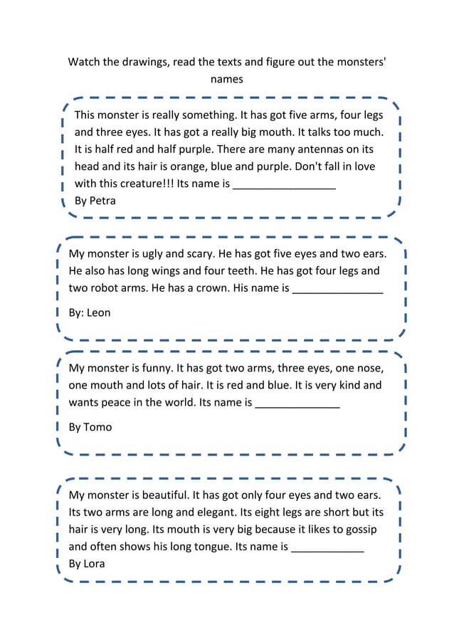 Monsters guessing game | PDF