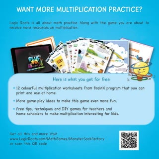 Multiplication table Board Game - Monster Sock Factory. 8 times more ...