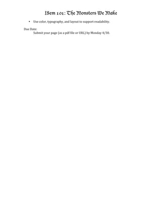 ISem 101 Monster Web Page Assignment | PDF