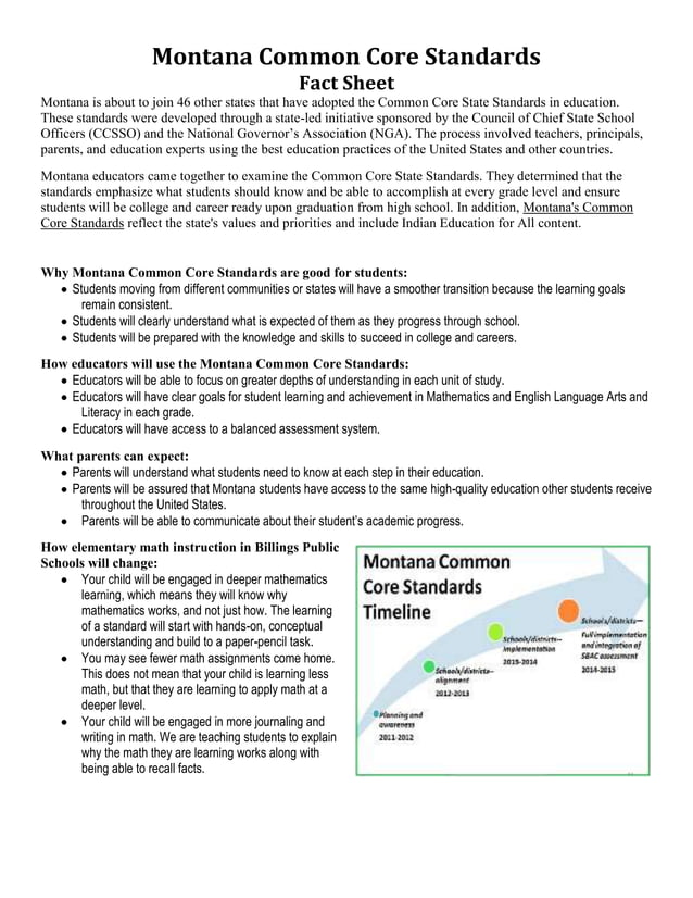 Montana common core standards | DOCX | Primary Education | Education