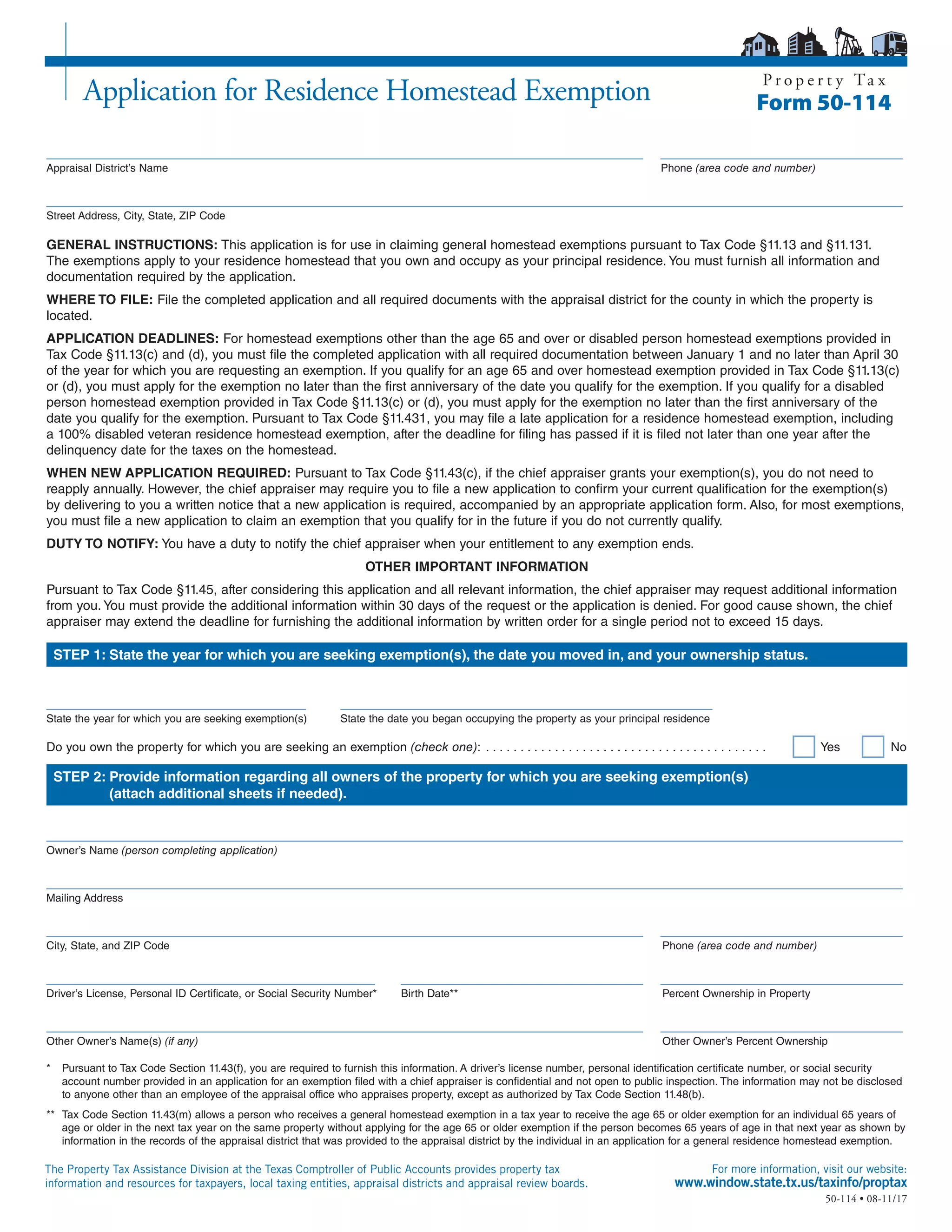Montgomery Co TX Homestead Exemption Form | PDF