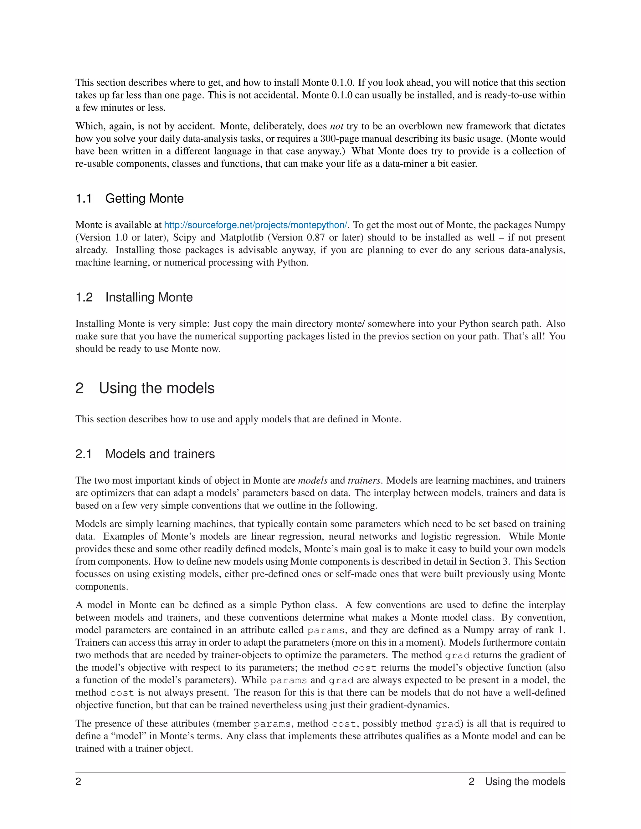 Monte -- machine learning in Python | PDF