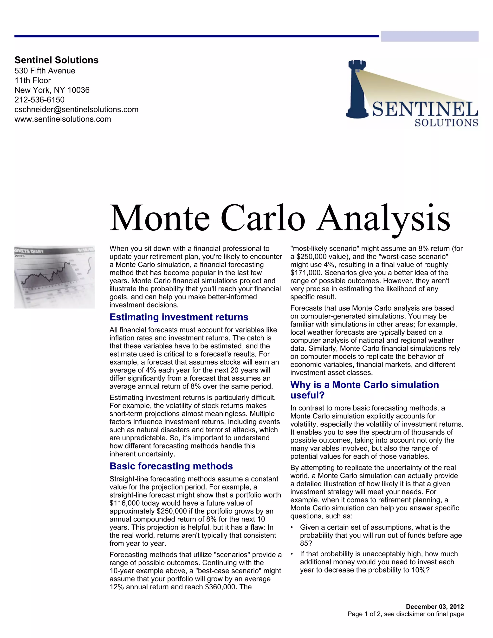 Monte Carlo Analysis | PDF