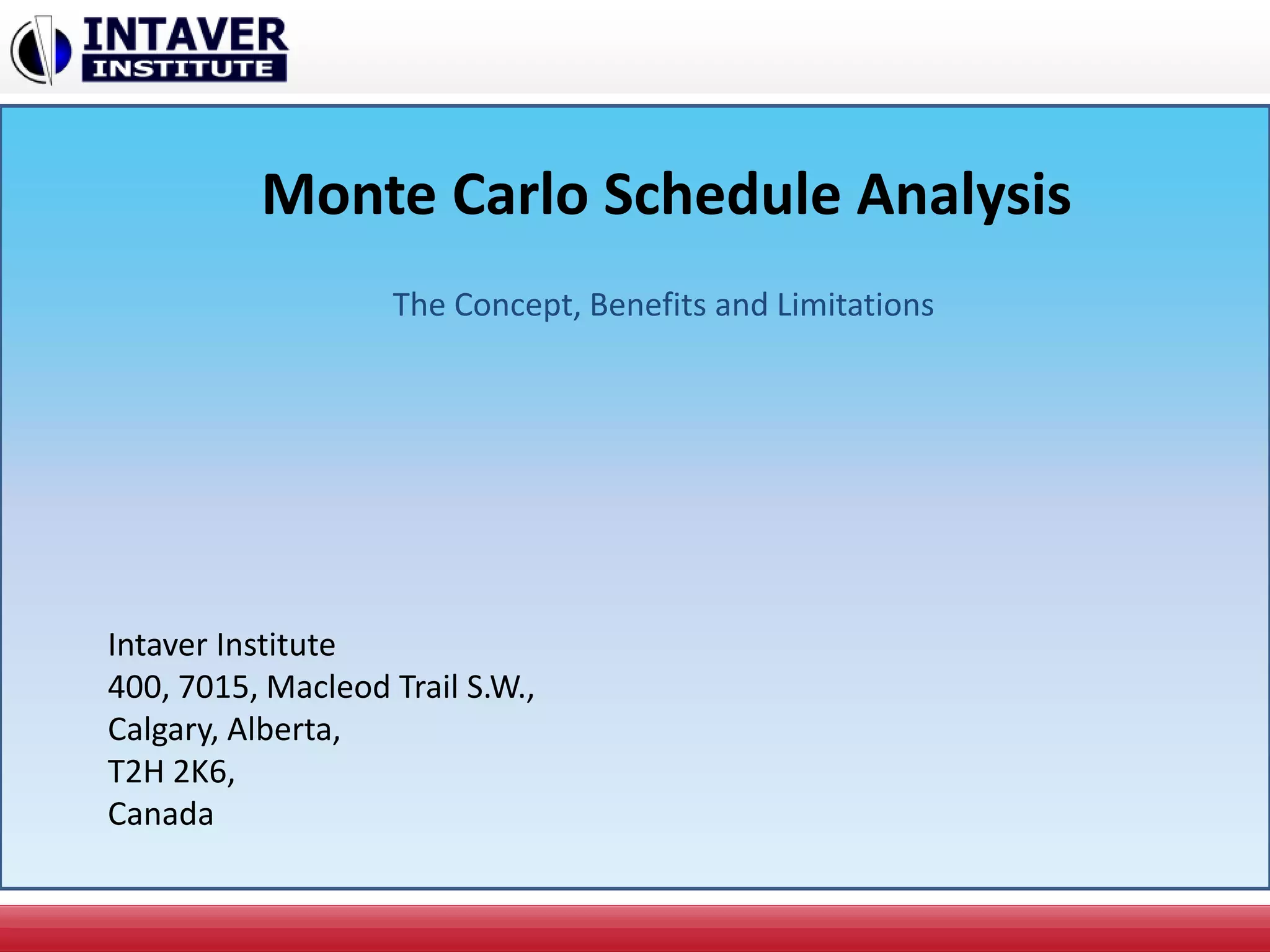 Monte Carlo and Schedule Risk Analysis | PPTX