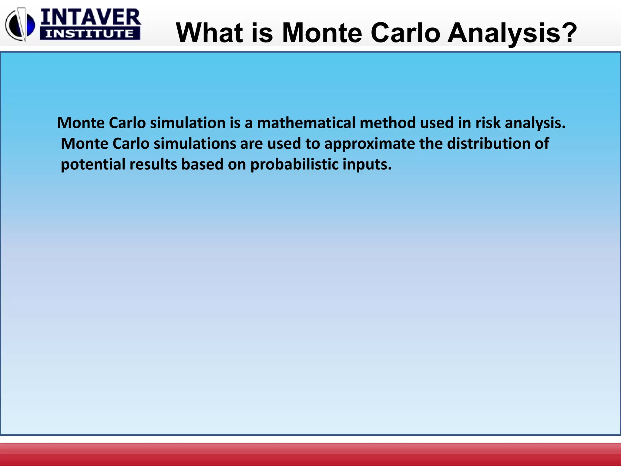 Monte Carlo and Schedule Risk Analysis | PPTX