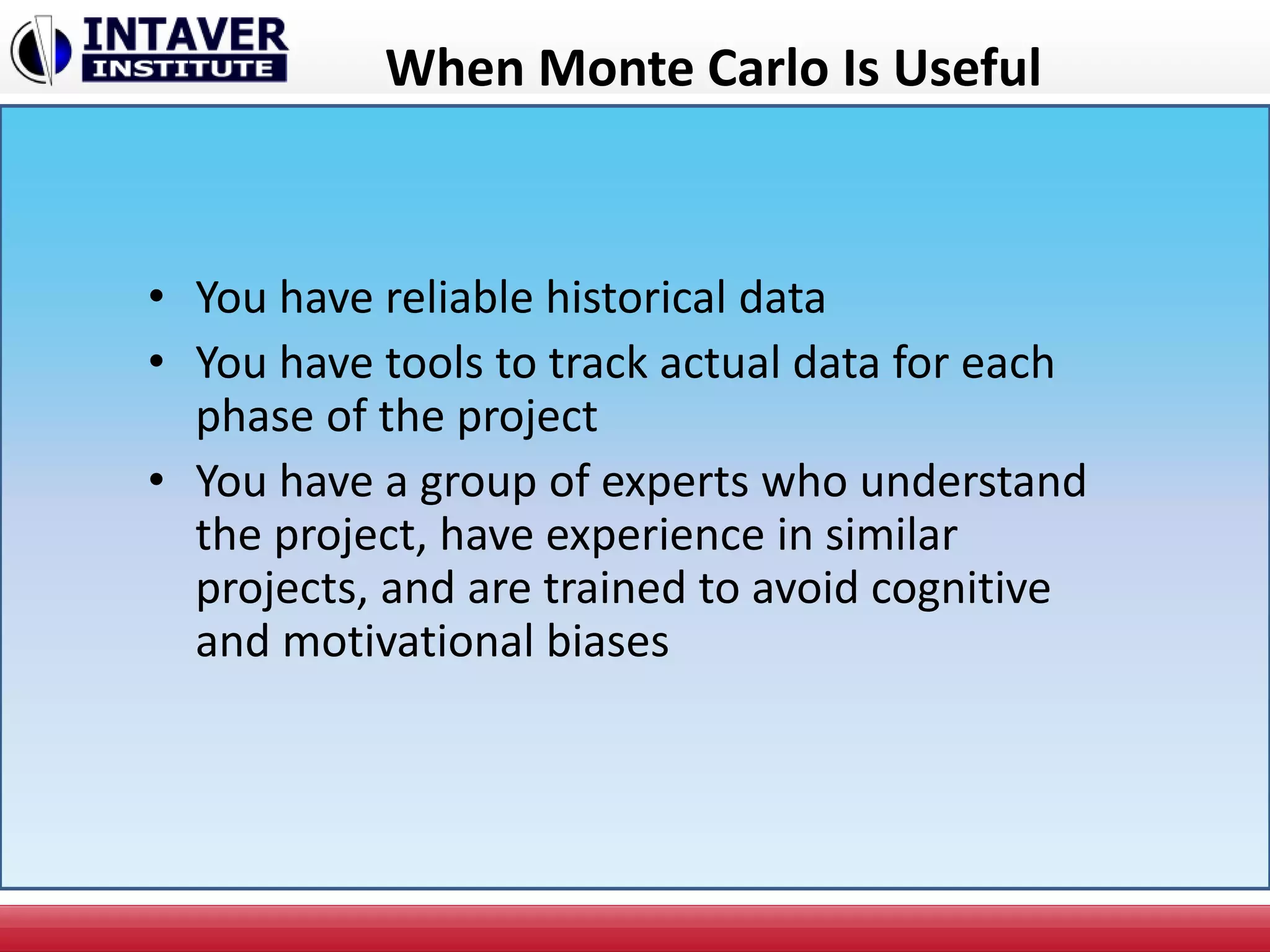 Monte Carlo and Schedule Risk Analysis | PPTX