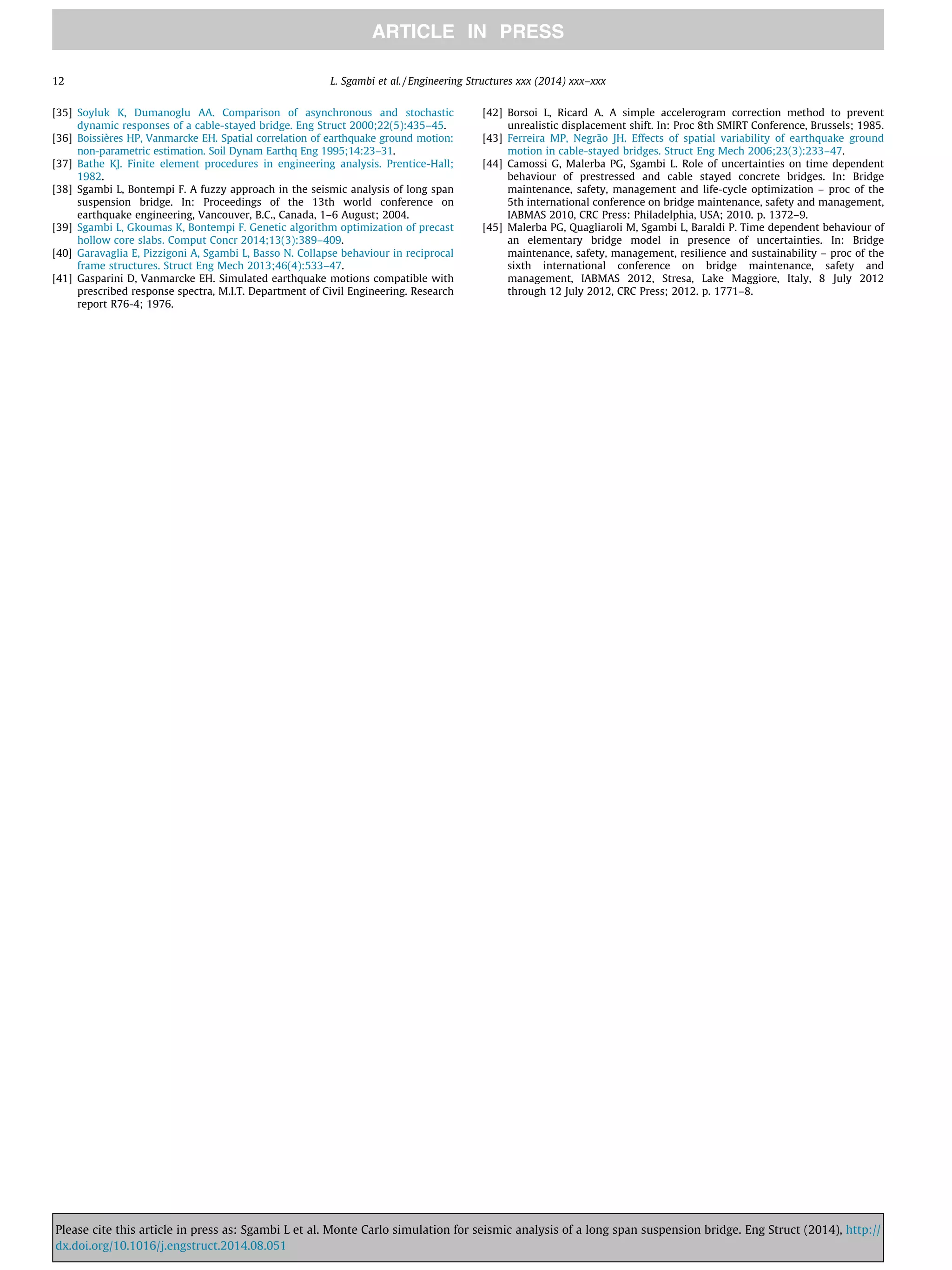 Monte Carlo simulation for seismic analysis of a long span suspension bridge | PDF