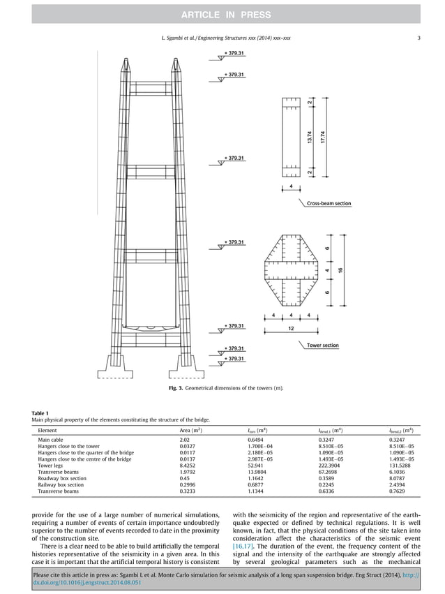 Monte Carlo simulation for seismic analysis of a long span suspension bridge | PDF