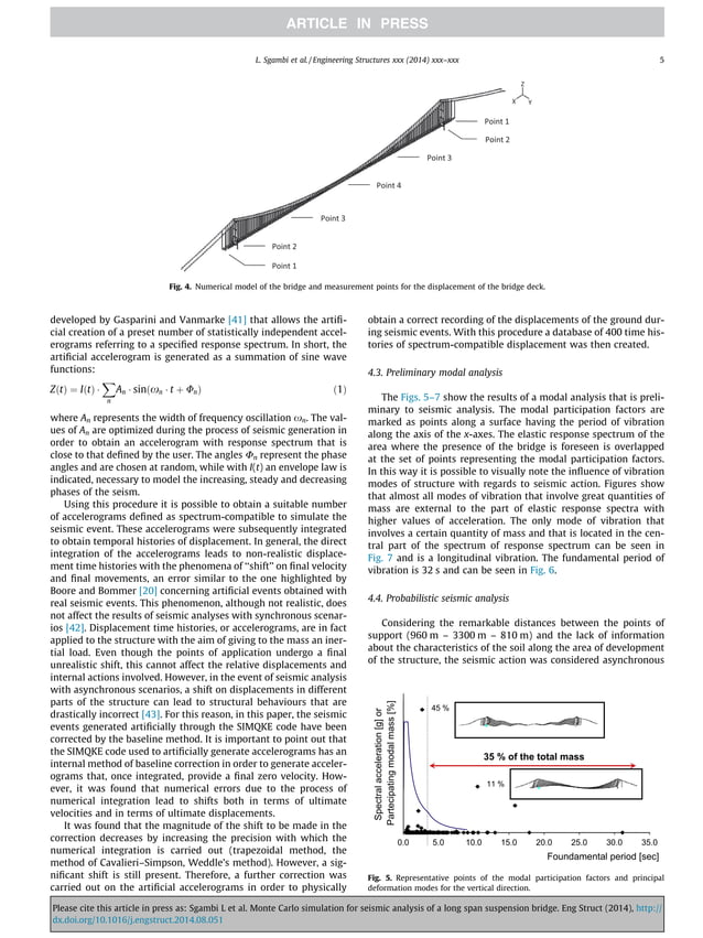 Monte Carlo simulation for seismic analysis of a long span suspension bridge | PDF