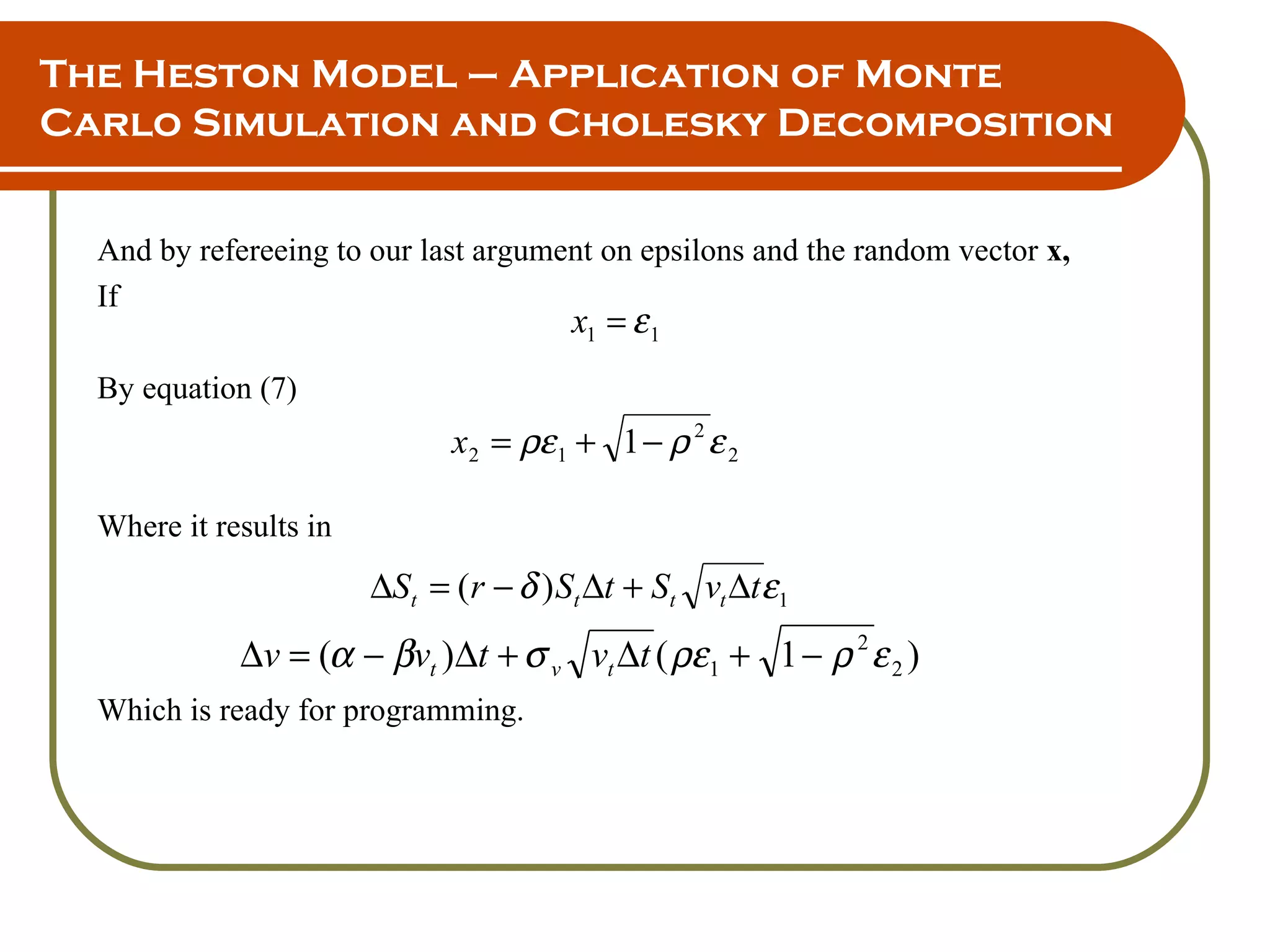 Monte Carlo Simulation Of Heston Model In Matlab(1) | PPT