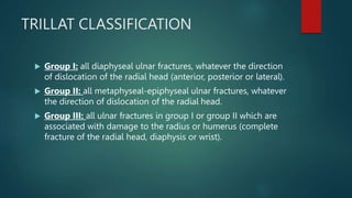 MONTEGGIA FRACTURES CLASSIFICATIONS.pptx