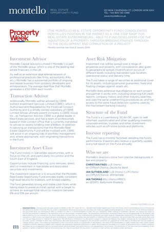 Montello Real Estate Opportunity Fund July Factsheet | PDF | Stocks and ...