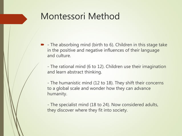 Montessori Method Focuses on Individual Learning Initiatives | PPT