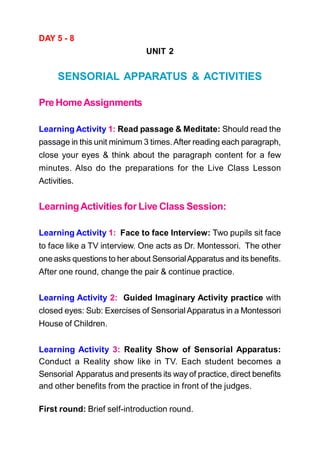 Montessori Practical Unit sensorial montessori | PDF