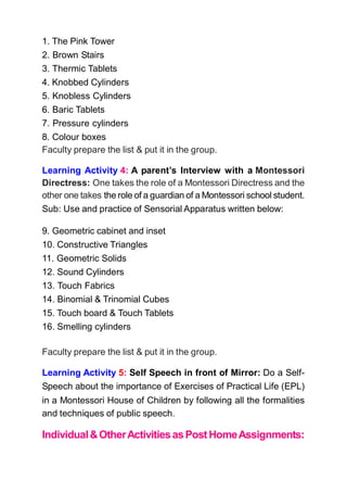 Montessori Practical Unit sensorial montessori | PDF