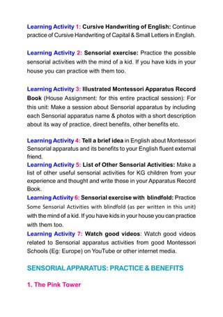 Montessori Practical Unit sensorial montessori | PDF