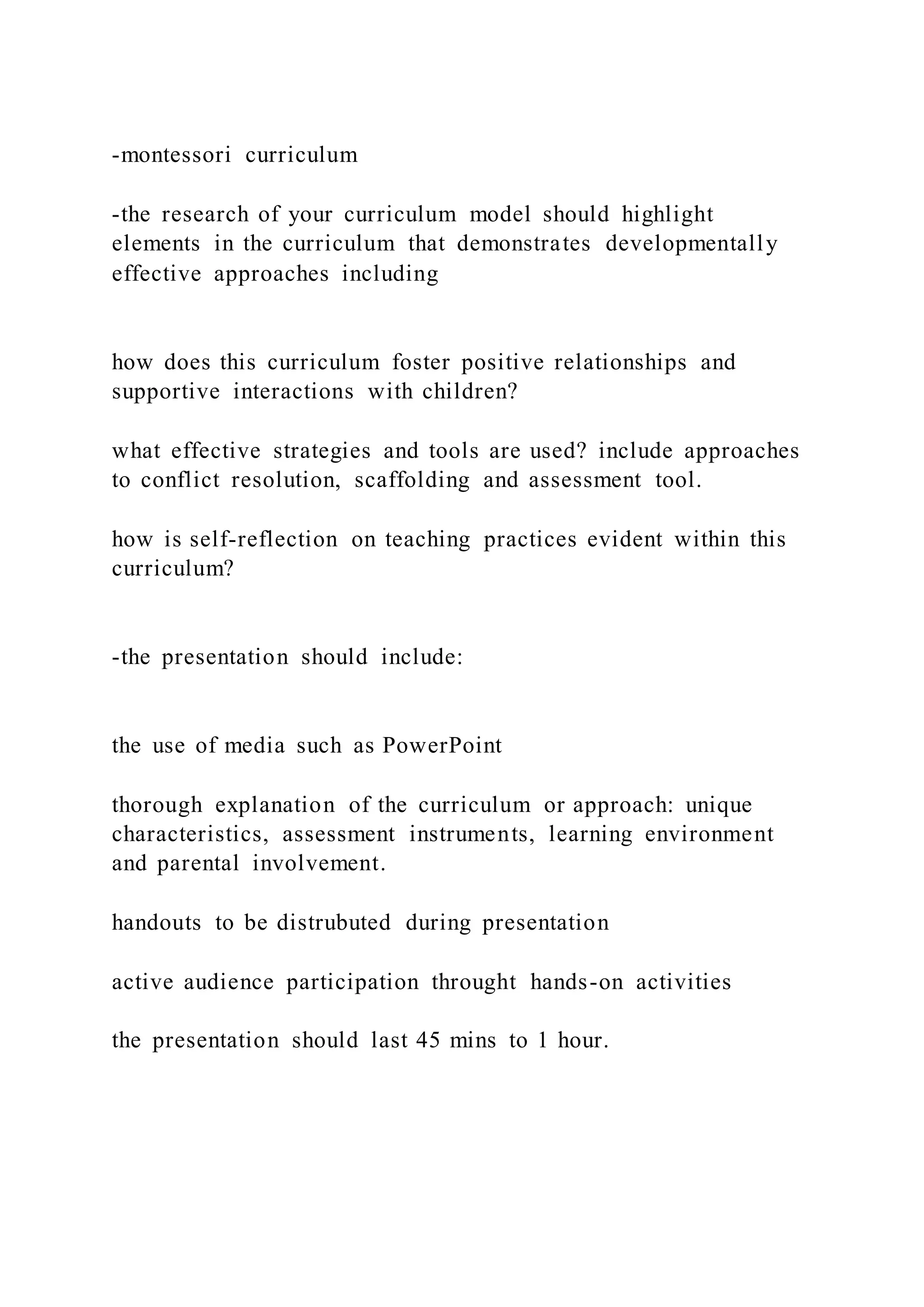 -montessori curriculum-the research of your curriculum model sho | PDF