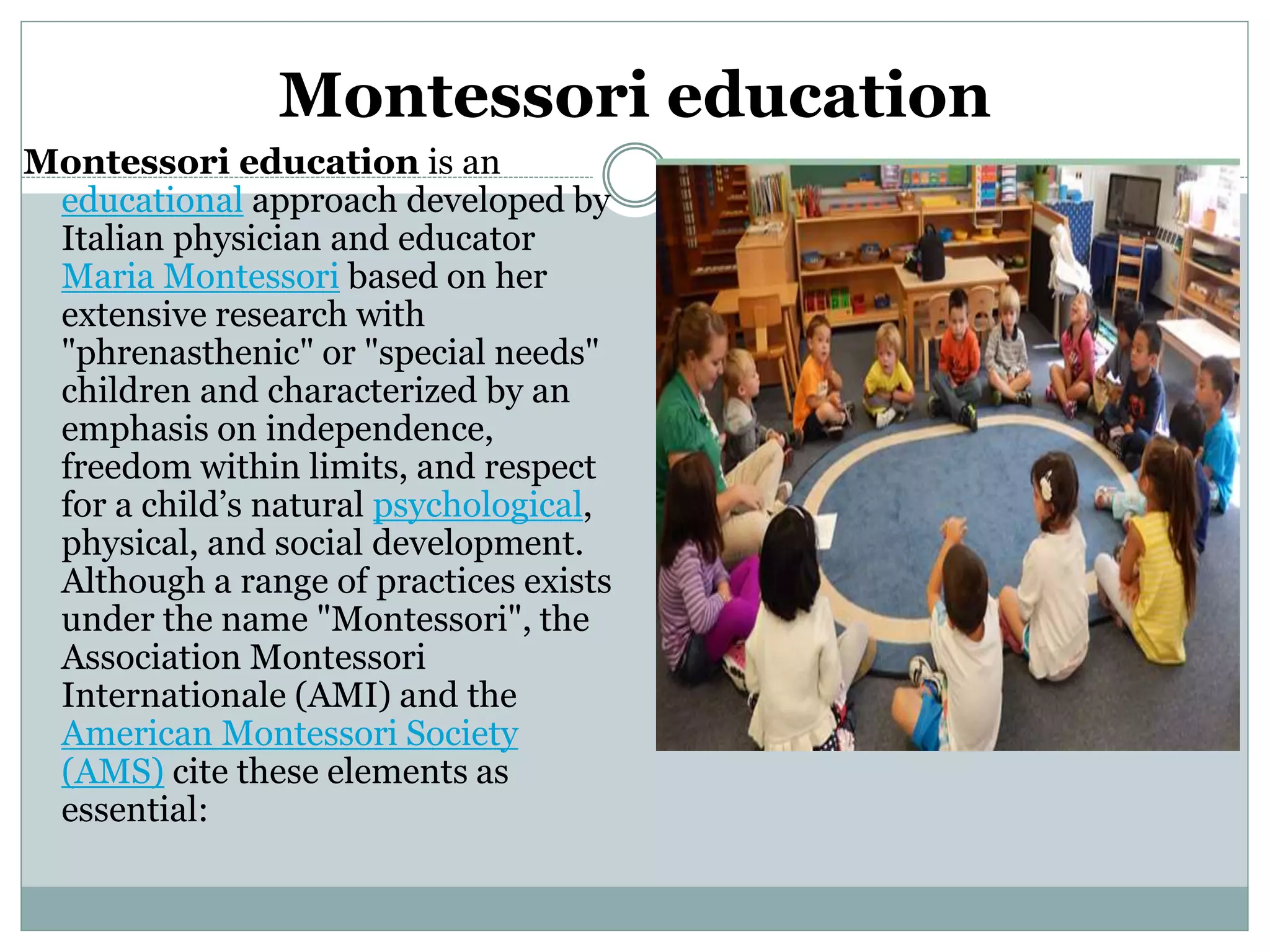 Montessori education and child psychology | PPT