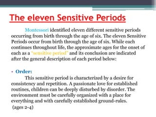 Montessori Education Sensitive Period | PPTX
