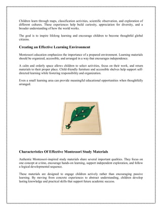 Montessori Study Materials: A Complete Guide to Meaningful Learning | PDF