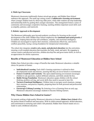 Montessori Teaching Excellence in Guntur | PDF