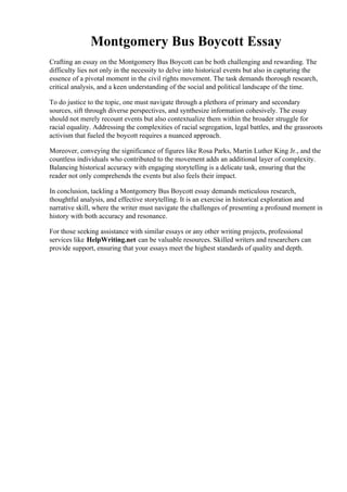 Montgomery Bus Boycott Essay | PDF