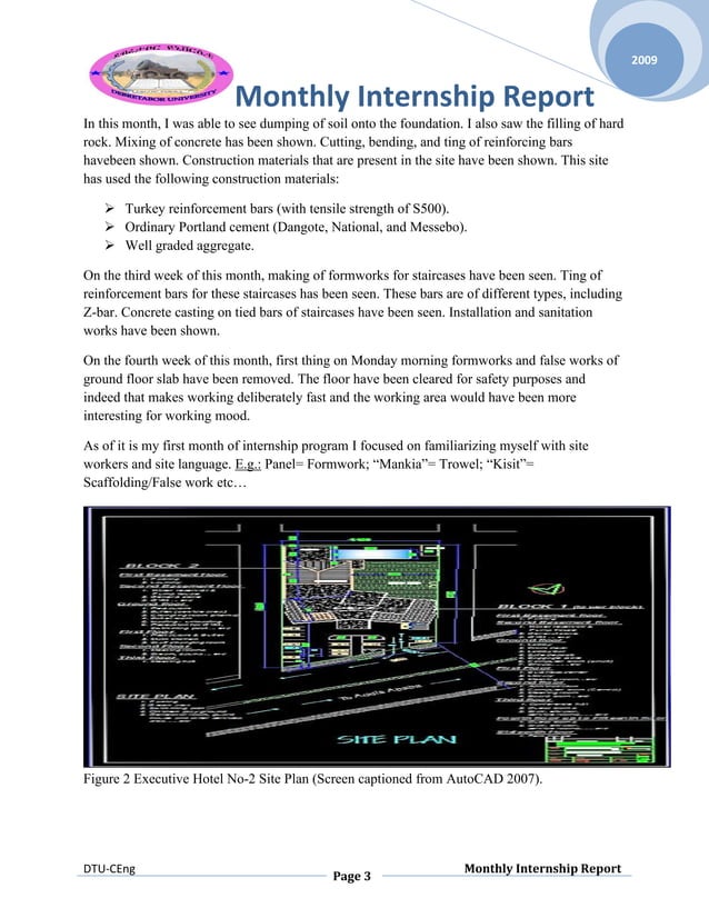 Monthly(1st & 2nd) internship report by nahom | PDF | Civil Engineering ...