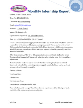 Monthly(3rd & 4th) internship report_ by_Nahom | PDF